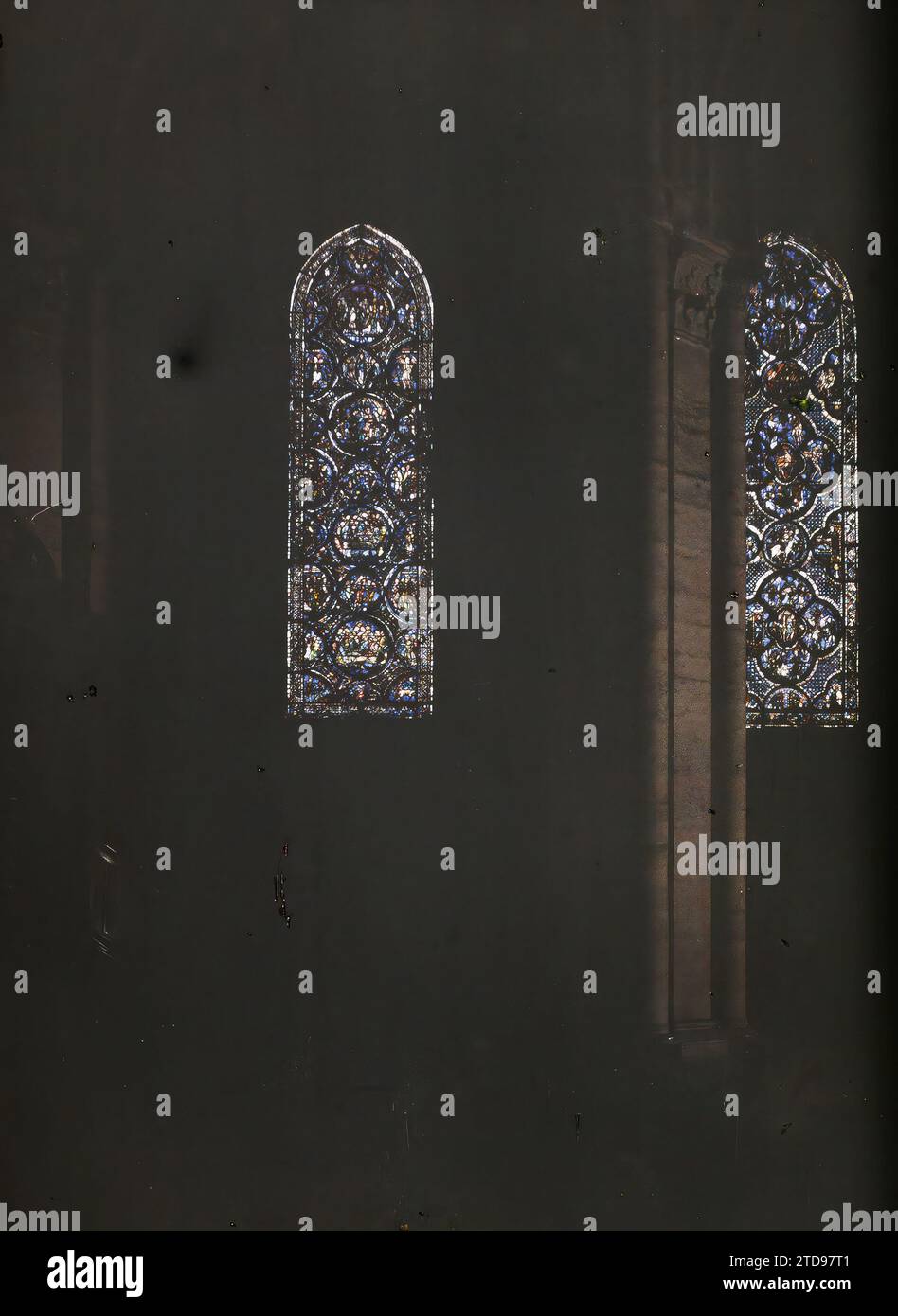 Chartres, France Historiated stained glass windows of the low glass ...