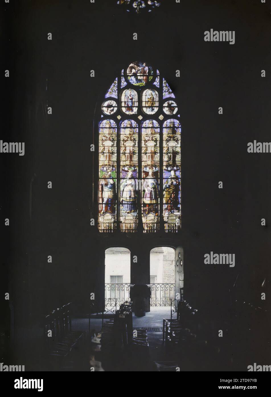 Verneuil-sur-Avre, Eure, Normandy, France Stained glass window of Notre ...