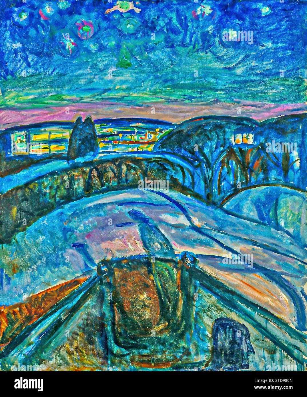 Moonlight coastal scene Stock Vector Images - Alamy