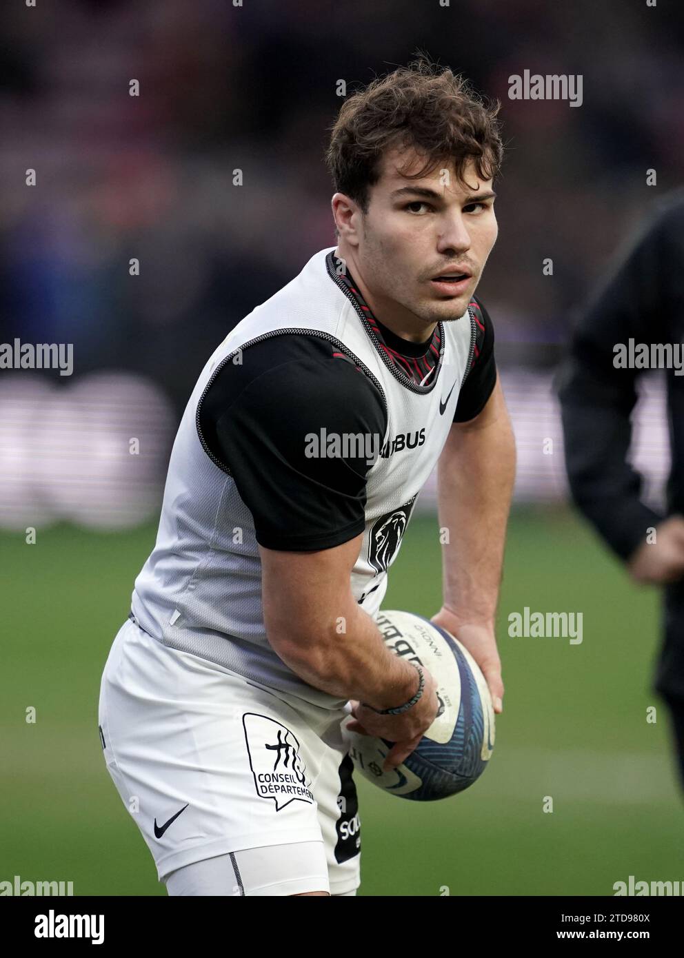 Stade Toulousain Antoine Dupont during the warm up before the Investec ...