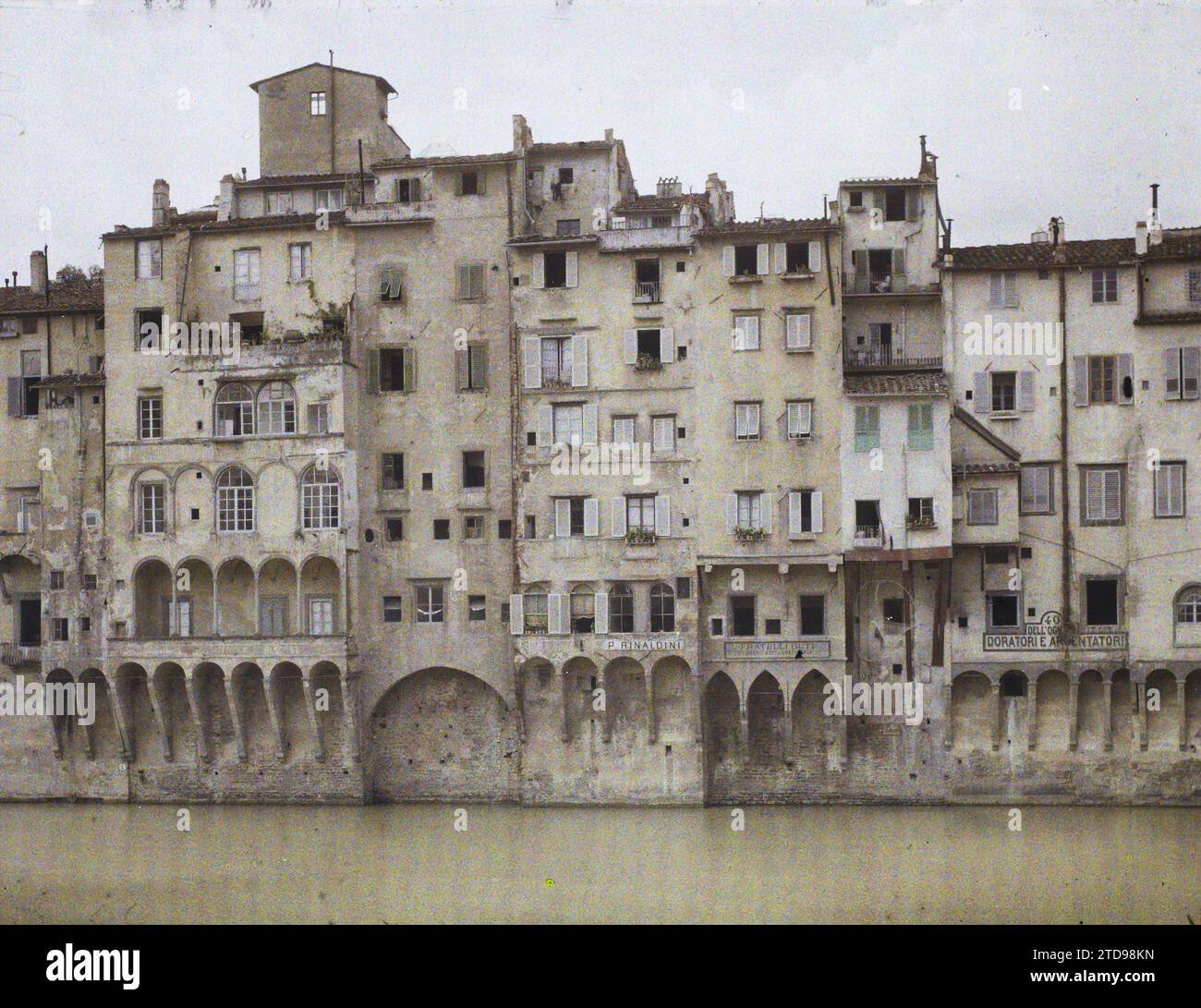 Florence, Italy Houses on the Arno upstream of the Ponte Vecchio ...
