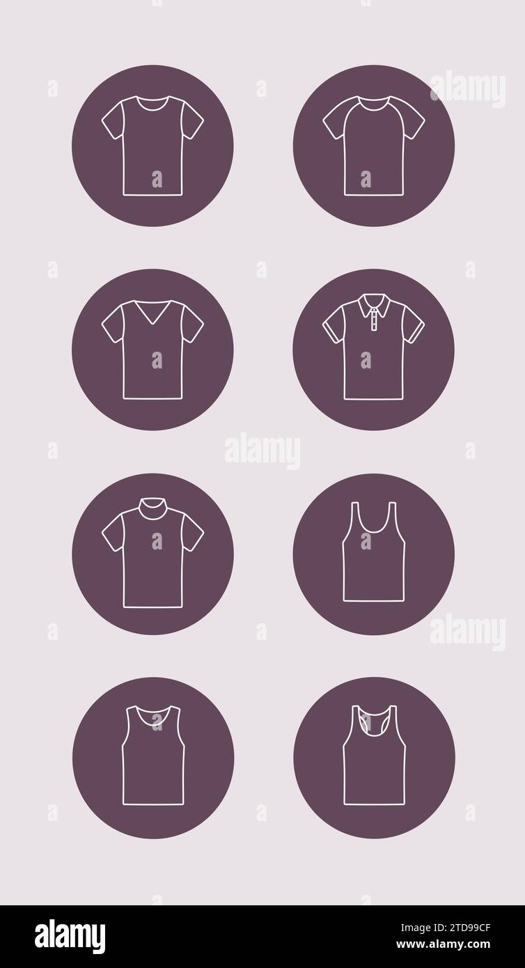 Mens t-shirt, singlet, turtleneck. Clothes line icon. Vector ...