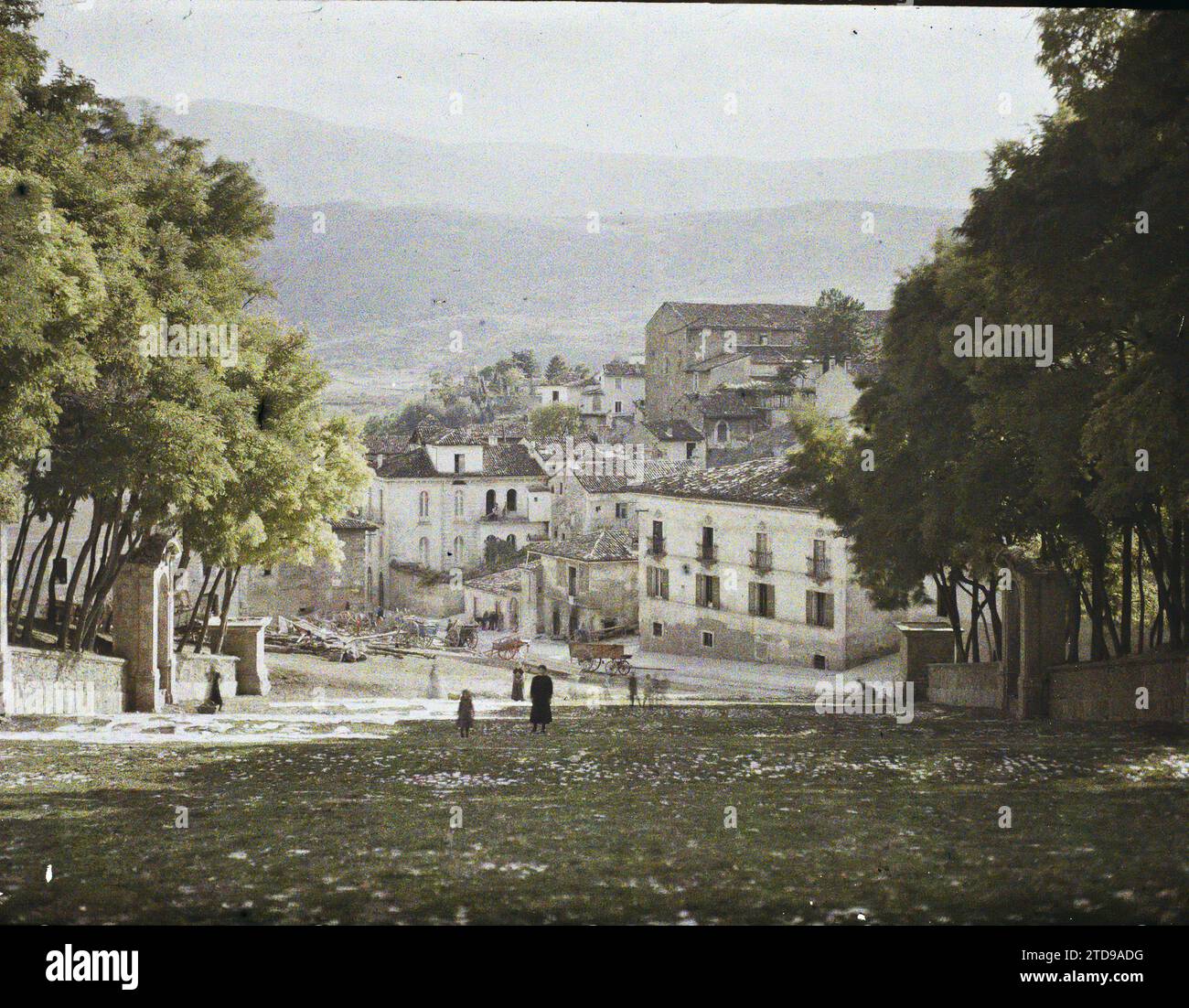 Aquila, Italy The roofs of the city and the Apennines in the distance ...