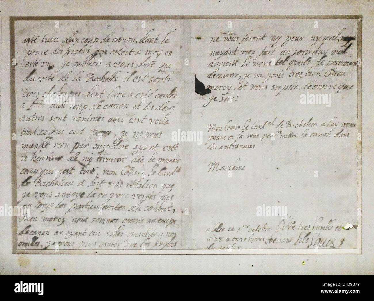 La Rochelle, France Autograph letter from Louis XIII to his mother ...