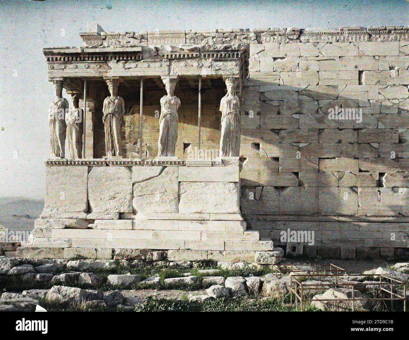 Athens, Greece On the Acropolis, the Caryatids' Tribune at the end of ...