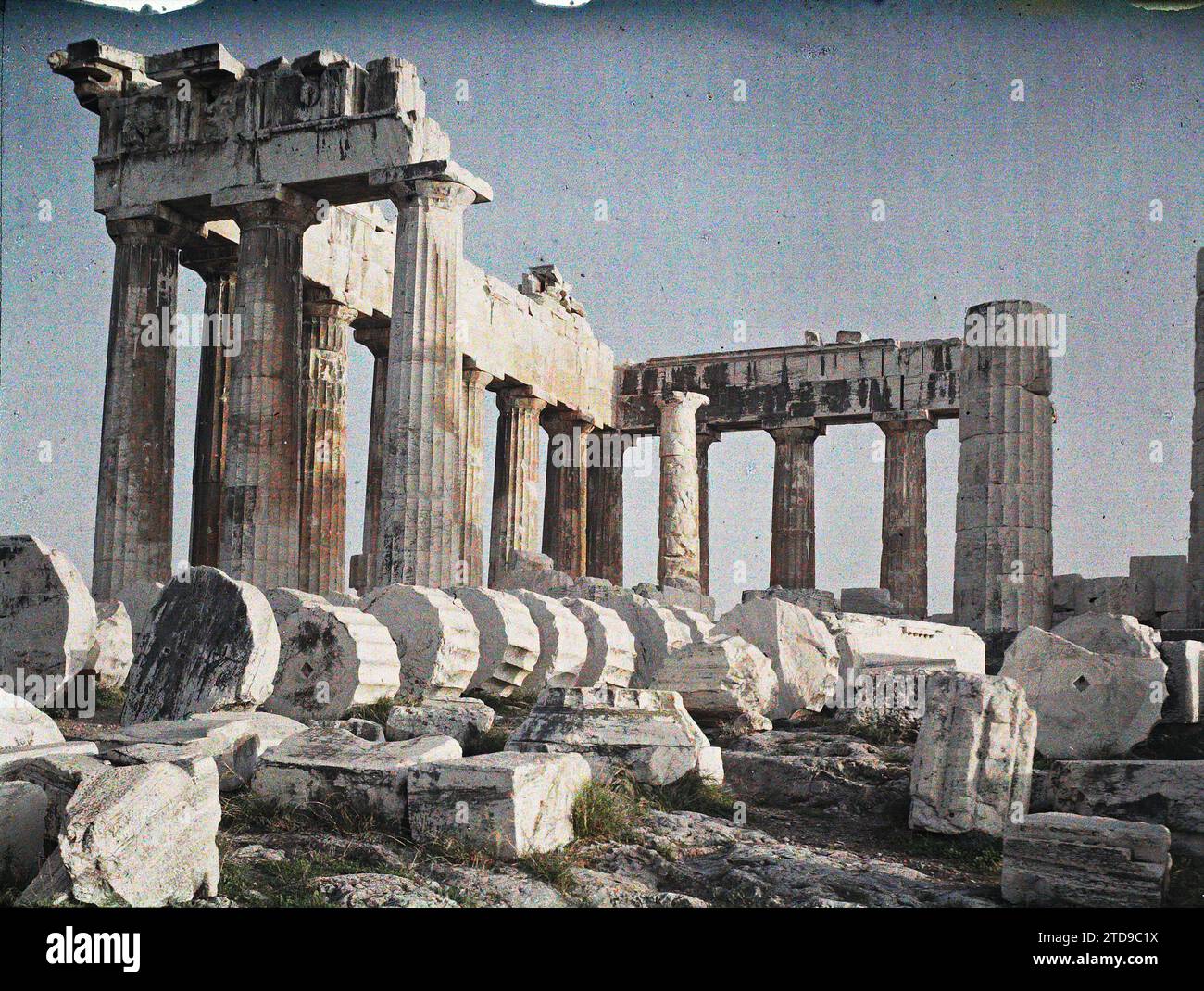 Athens, Greece On the Acropolis, the Parthenon. Remains of the exterior ...