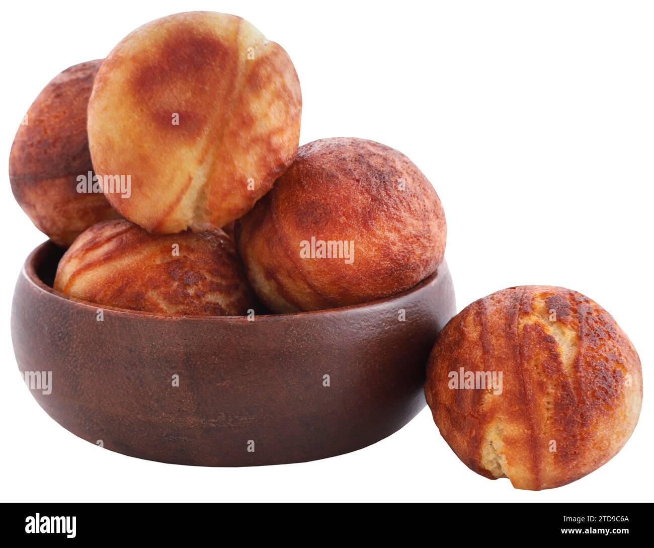 Popular Dansih pancake balls or aebleskiver in a bowl Stock Photo - Alamy