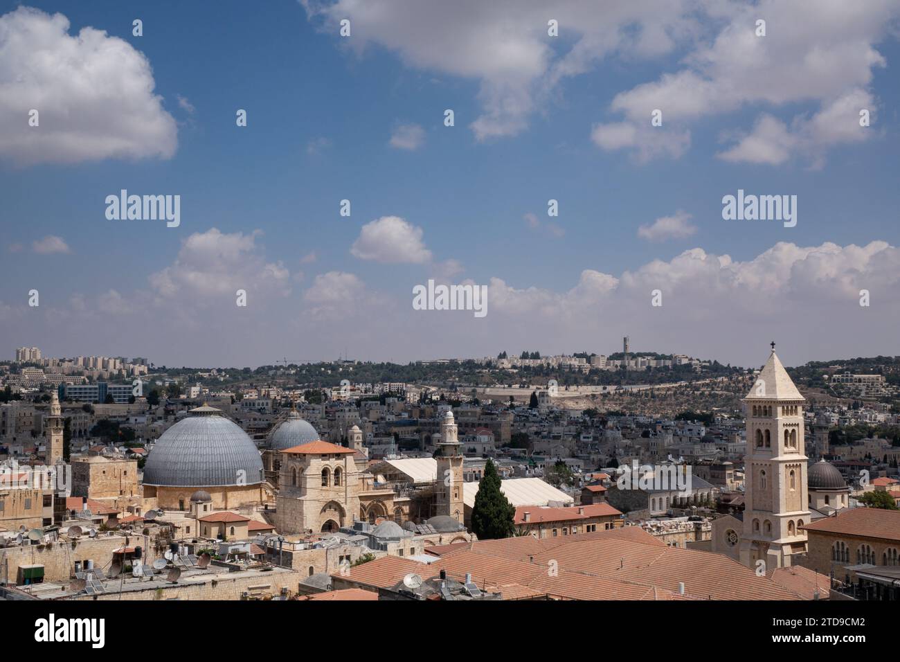 View of Jerusalem's Old City featuring the Church of The Holy Sepulchre ...
