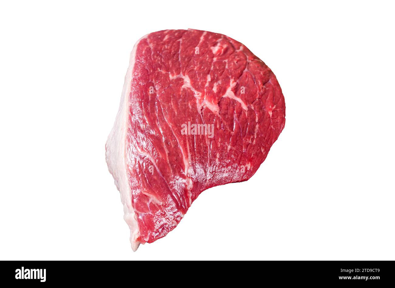 Fresh Raw rump beef cut or top sirloin cap steak on butcher cleaver ...