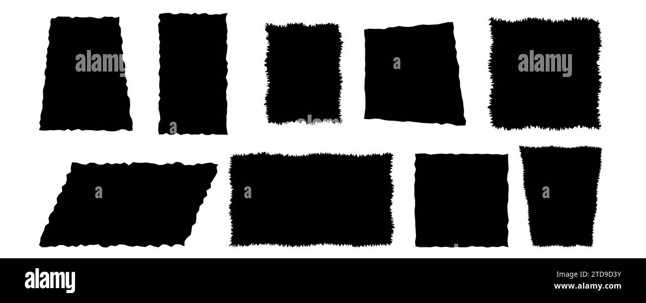 Jagged rectangles collection. Set of black grunge element, shapes with ... Jagged rectangles collection. Set of black grunge element, shapes with ...