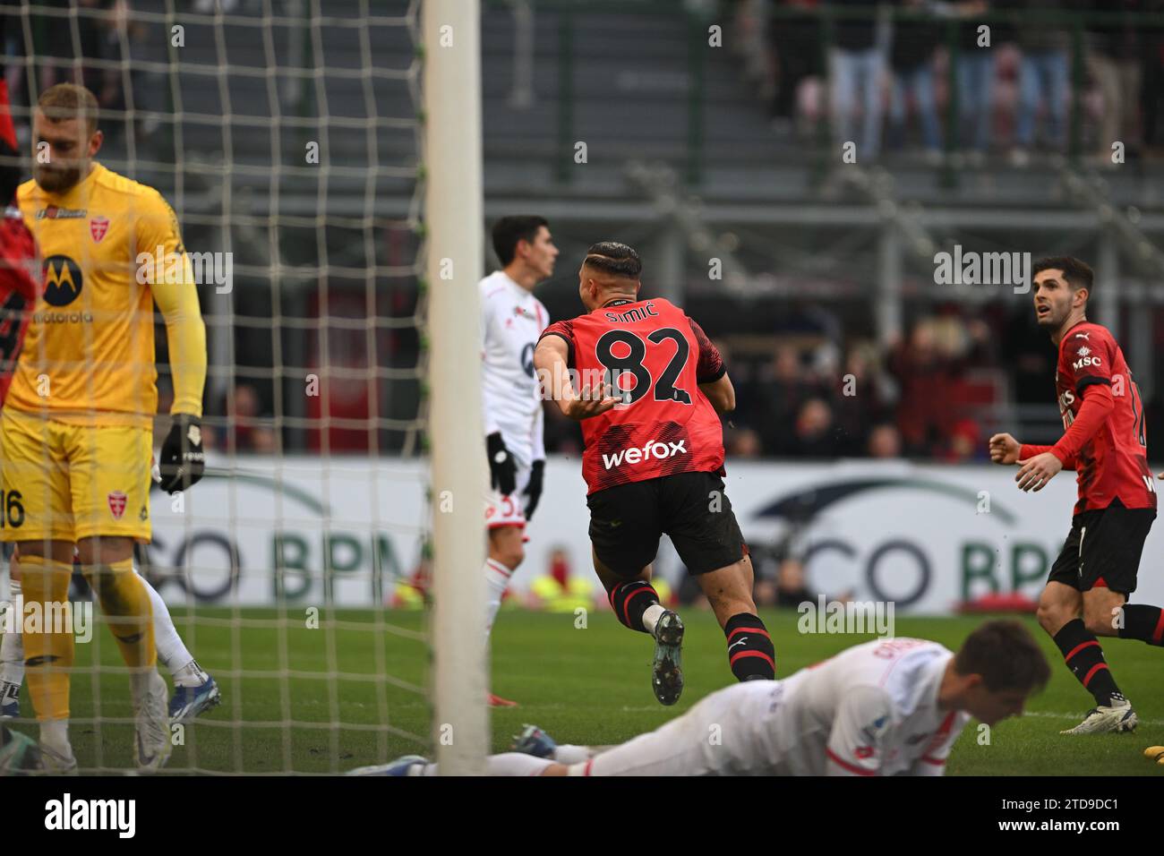 Jan-Carlo Simic of AC Milan celebrating after a goal during the Italian Serie A football match ...