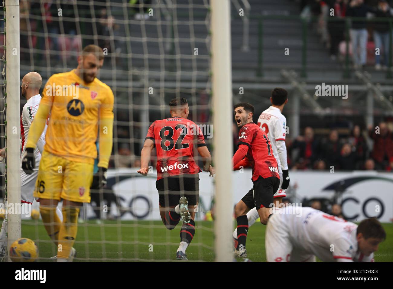 Jan-Carlo Simic of AC Milan and Christian Pulisic of AC Milan celebrating after a goal during ...