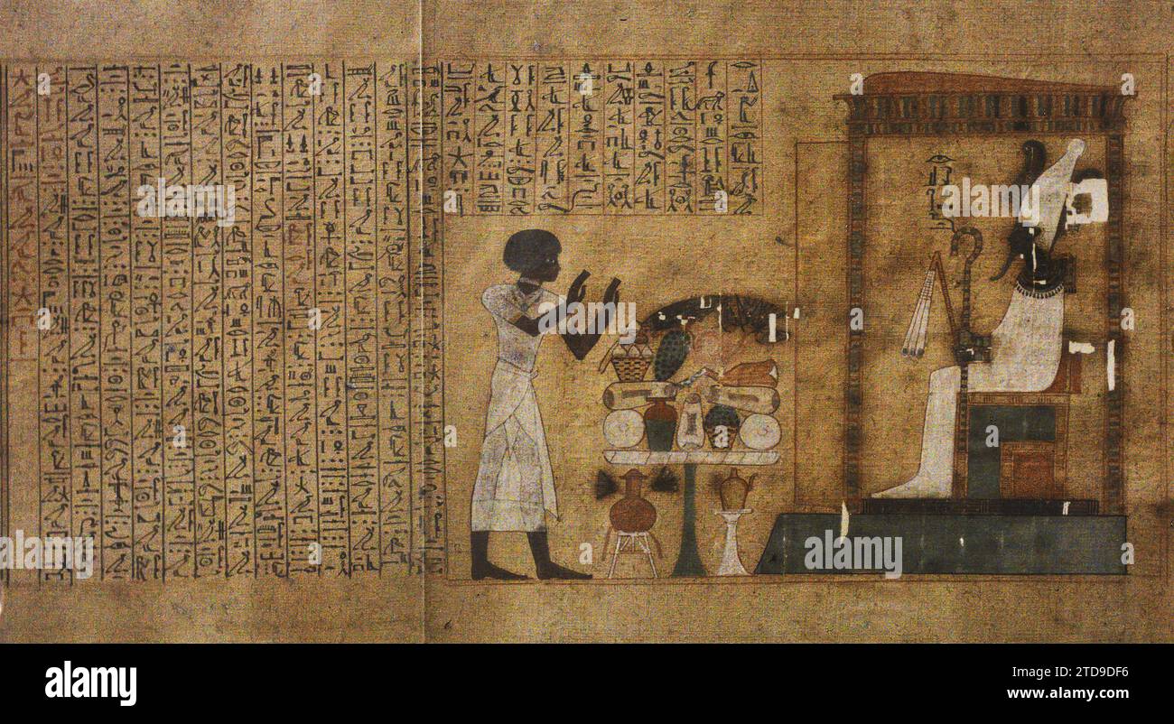Cairo, Egypt, Africa Papyrus from the Book of the Dead in a display ...