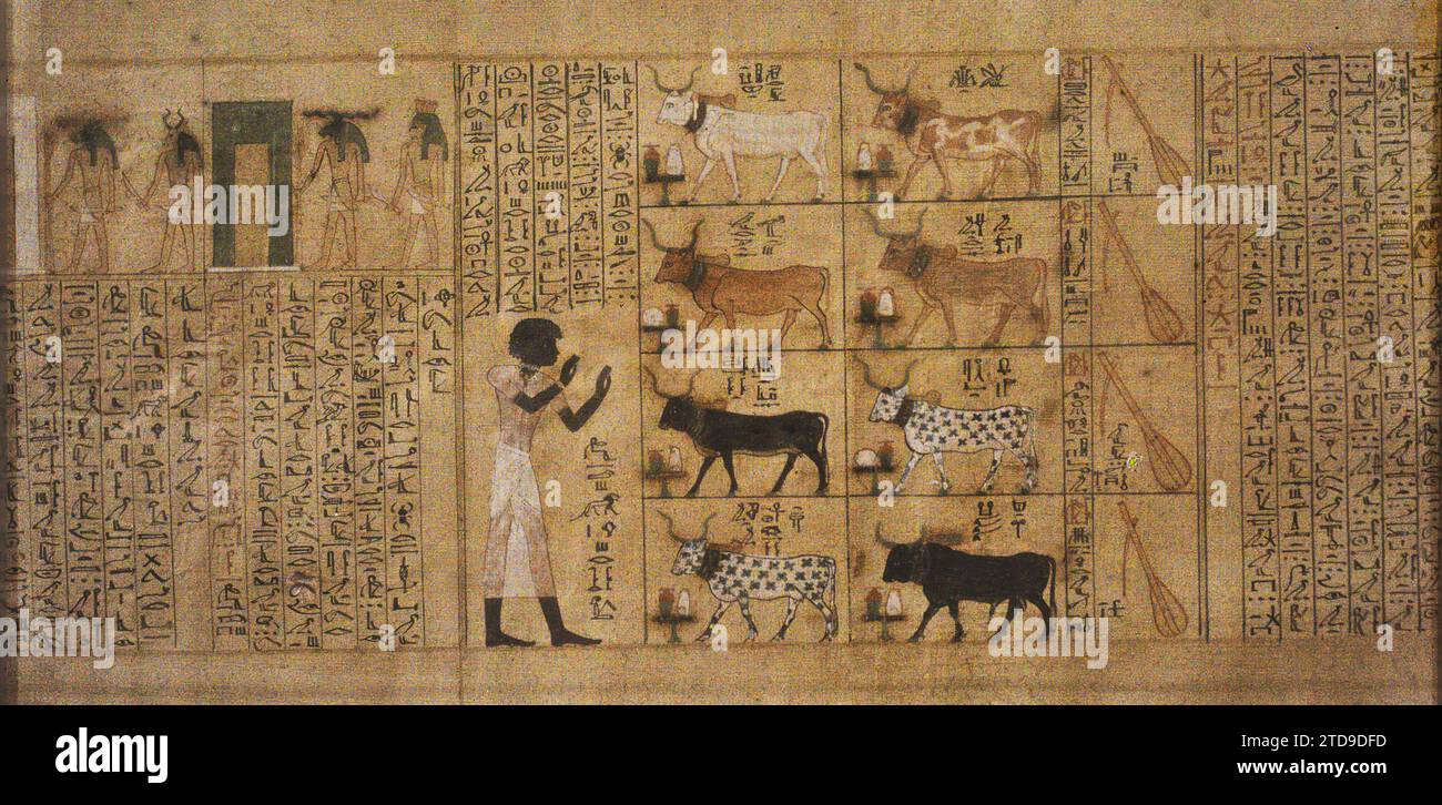 Cairo, Egypt, Africa Papyrus from the Book of the Dead in a display ...