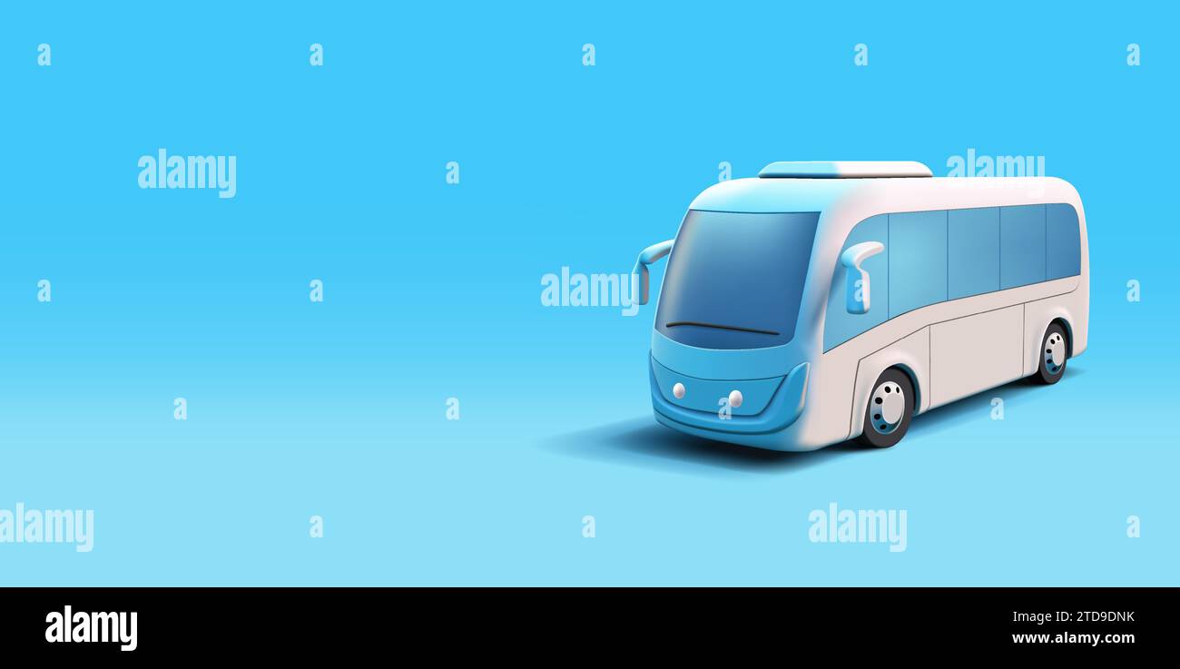 3d realistic bus render illustration, modern public transport ...