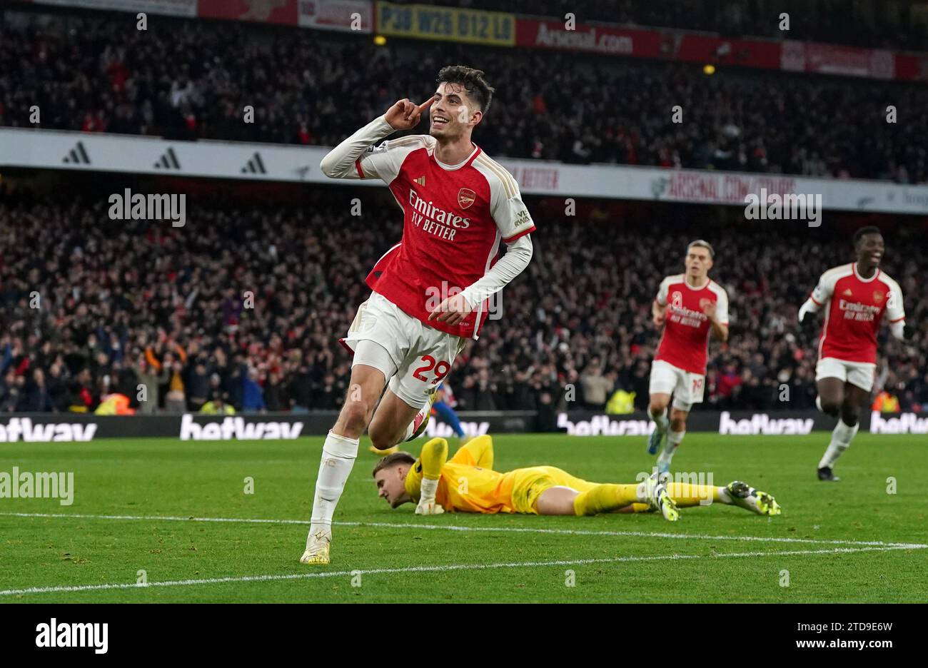 Arsenal's Kai Havertz celebrates scoring their side's second goal of ...