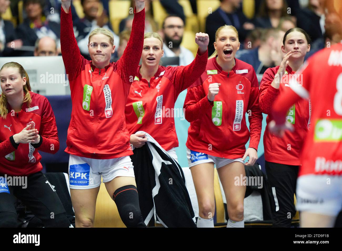 Herning, Denmark, Sunday December 17, 2023. Denmark celebrate during ...
