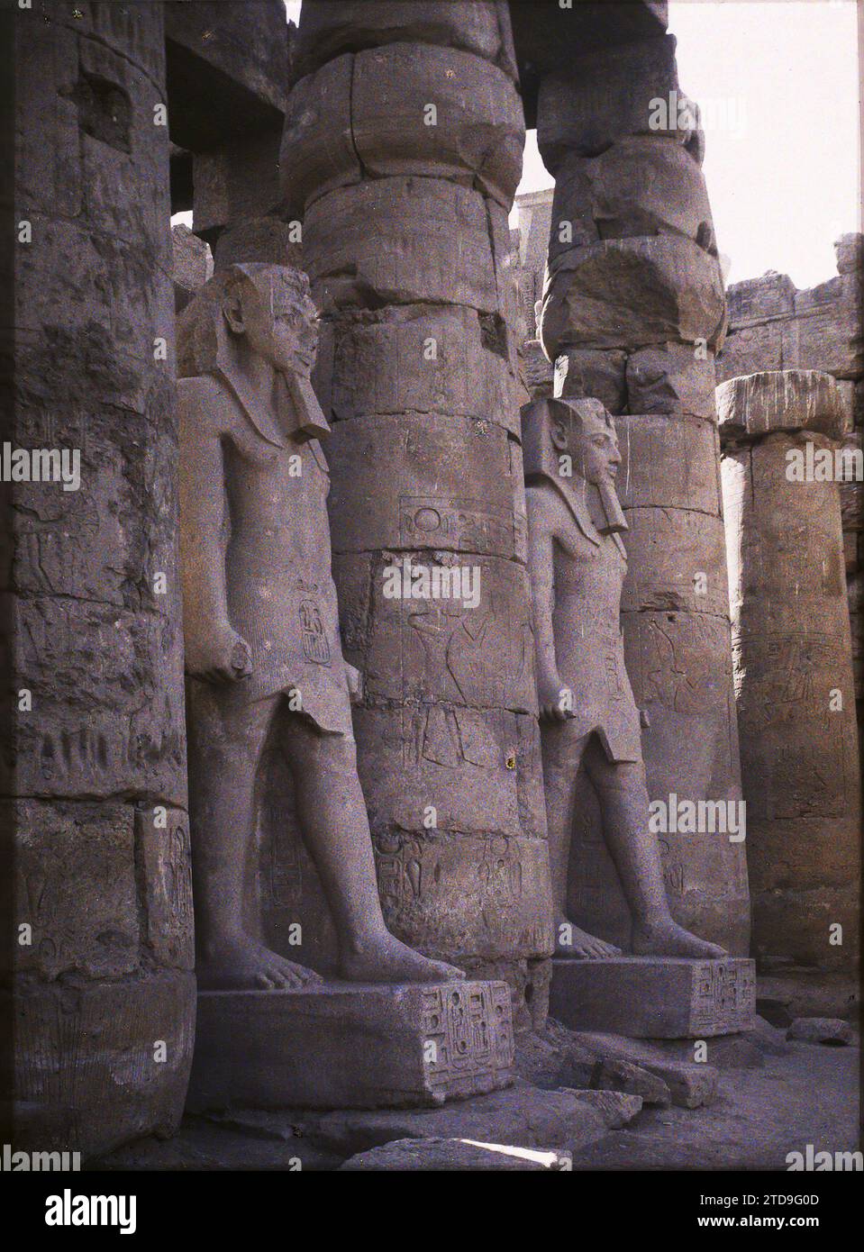 Louqsor, Egypt, Africa Columns and statues in the courtyard of Ramses ...
