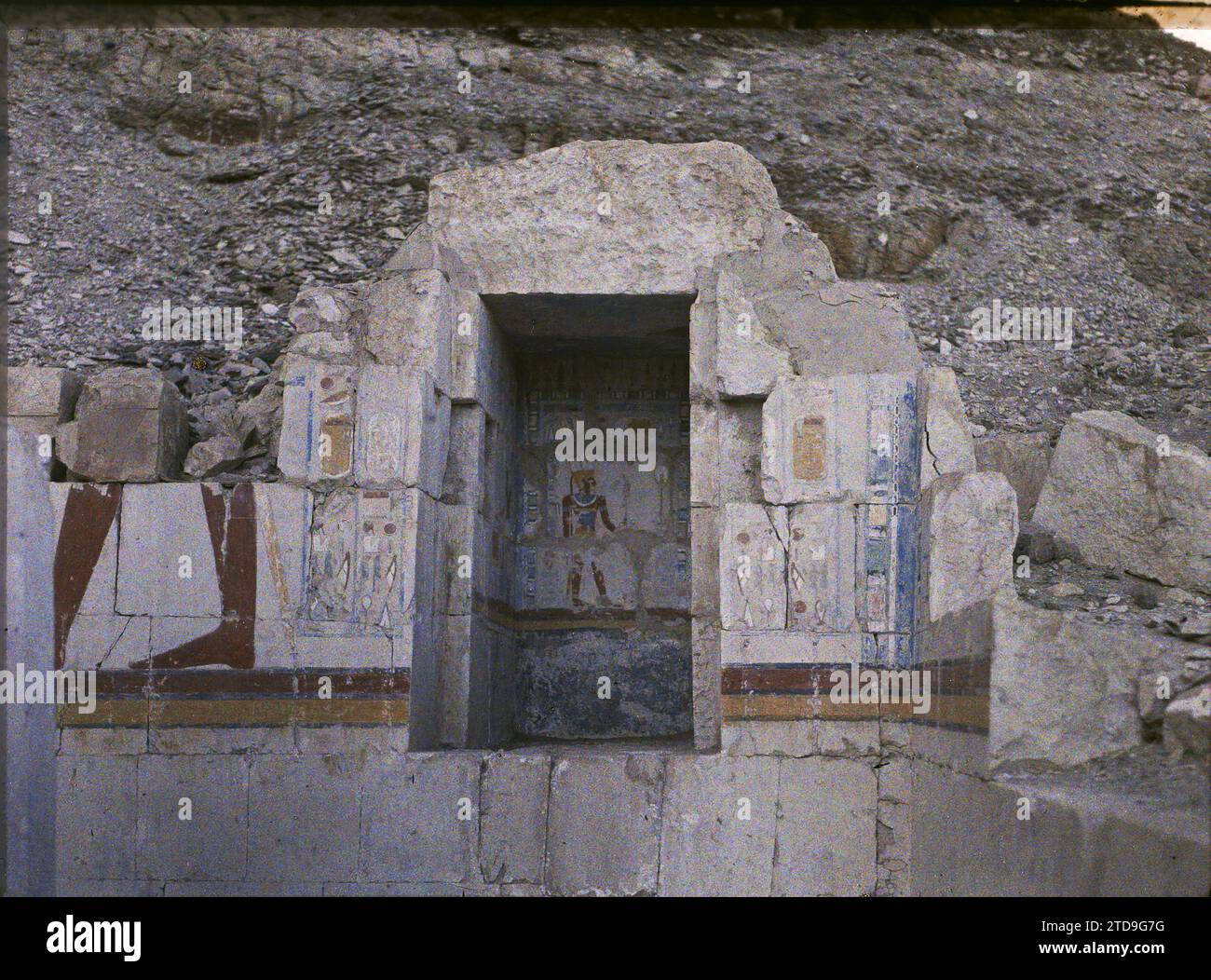 Deir el-Bahari, Egypt, Africa Painted niche located on the upper ...