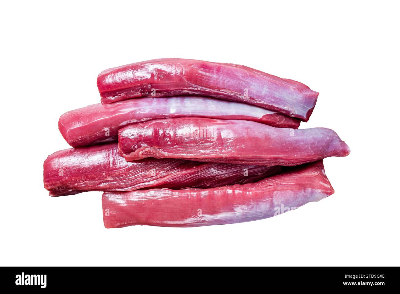 Raw lamb tenderloin meat on butcher table. Isolated on white background ...