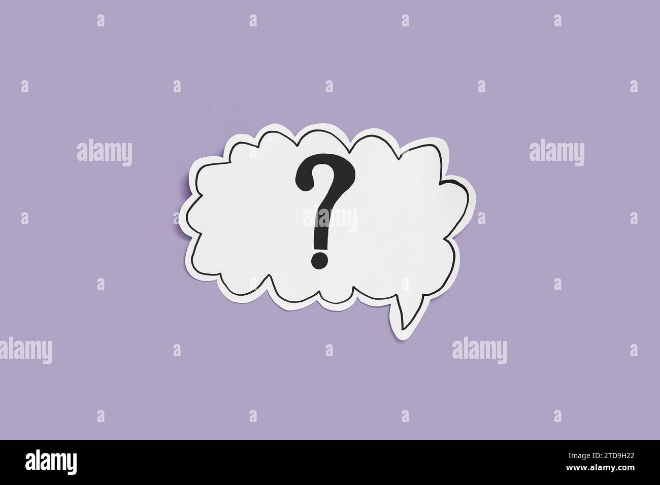 Paper speech bubble with question mark on lilac background Stock Photo ...