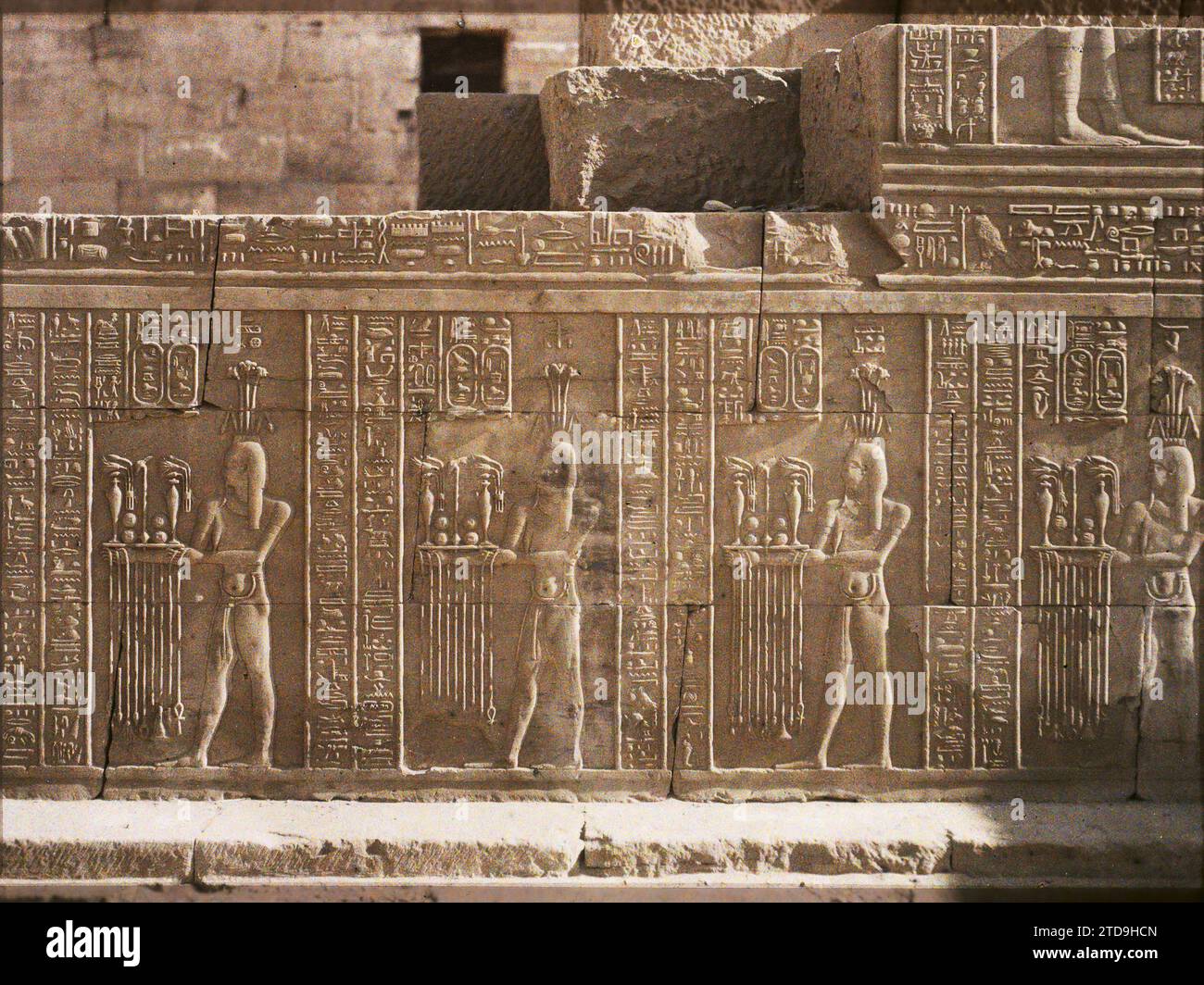 Kom Ombo, surroundings of Aswan, Egypt, Africa Bas-reliefs of an ...