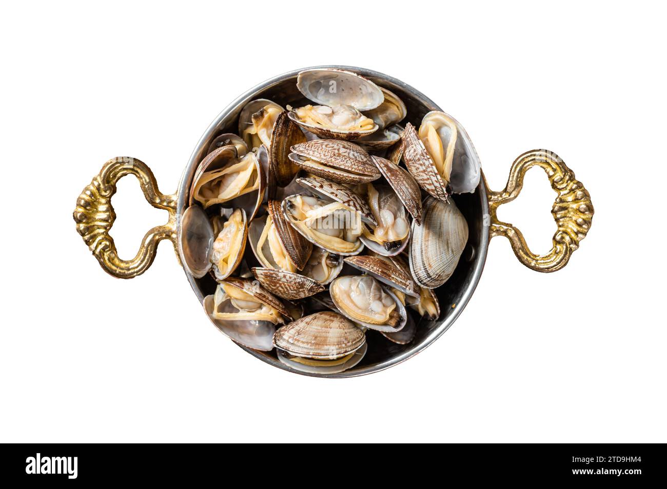 Garlic white wine shells Clams, vongole in a skillet with herbs ...