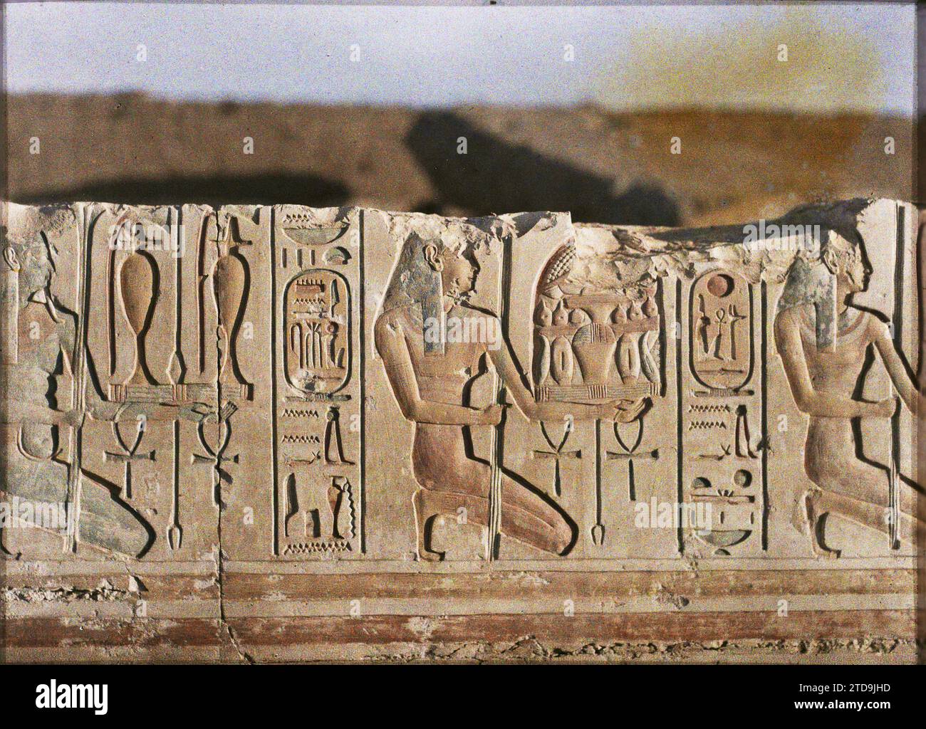 Abydos, Egypt, Africa Bas-reliefs inside the temple of Ramses II ...