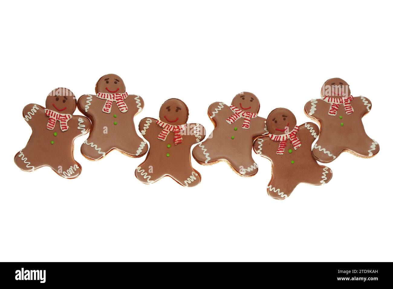 Six brown gingerbread cookies on white background Stock Photo - Alamy
