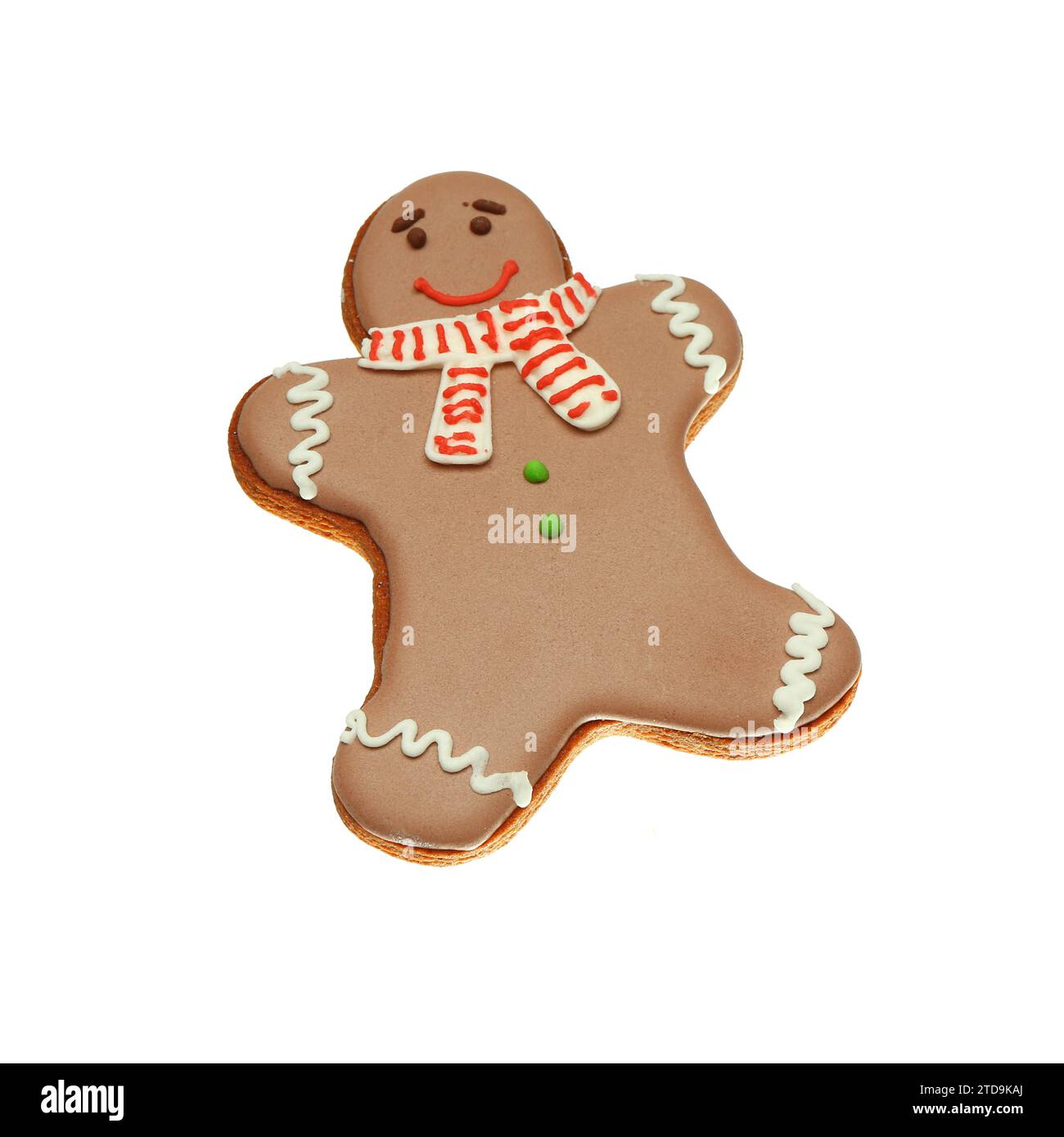 Brown gingerbread cookie on white background Stock Photo - Alamy