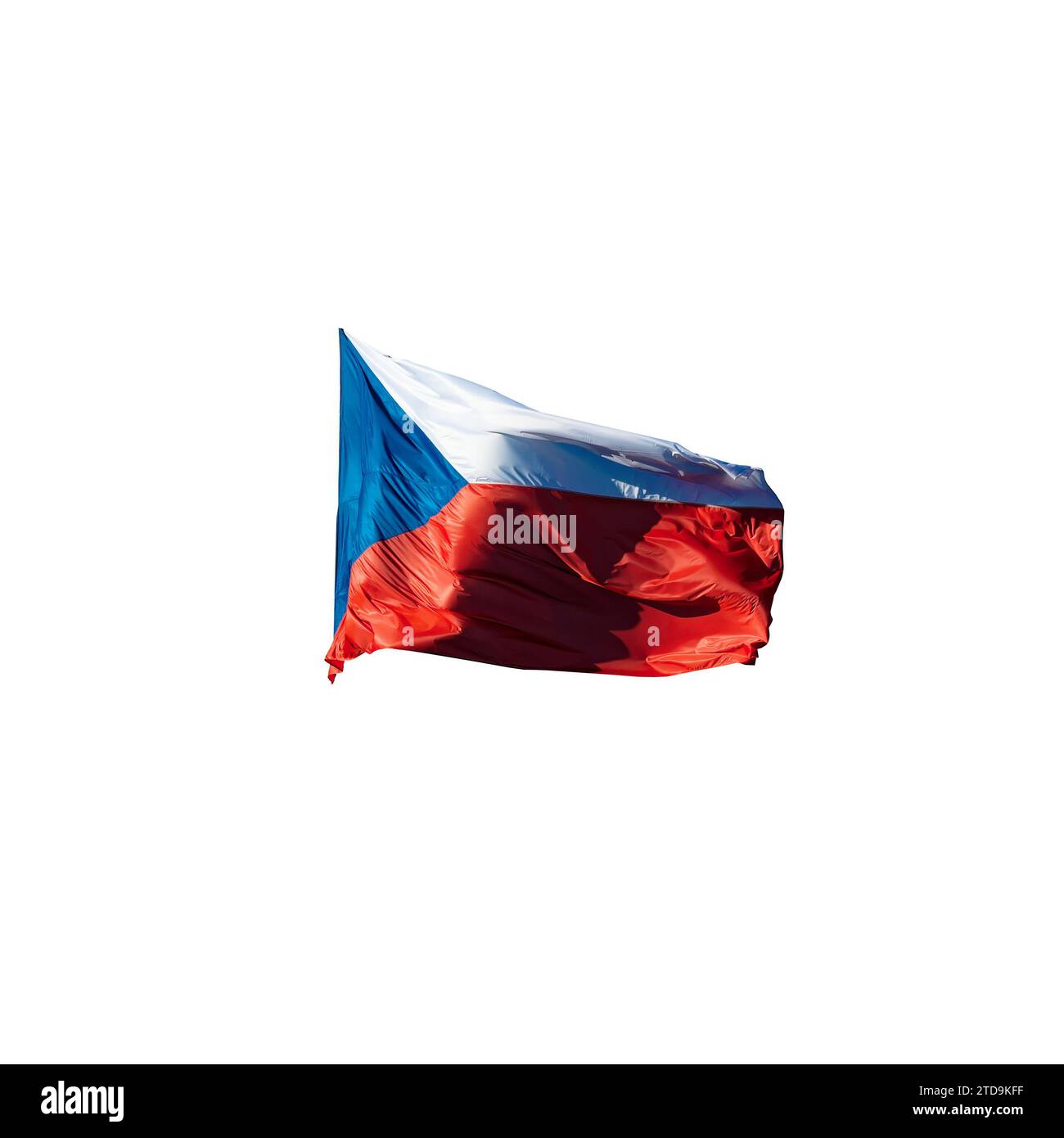 This photo shows the Czech Republic flag waving in the wind, with the ...