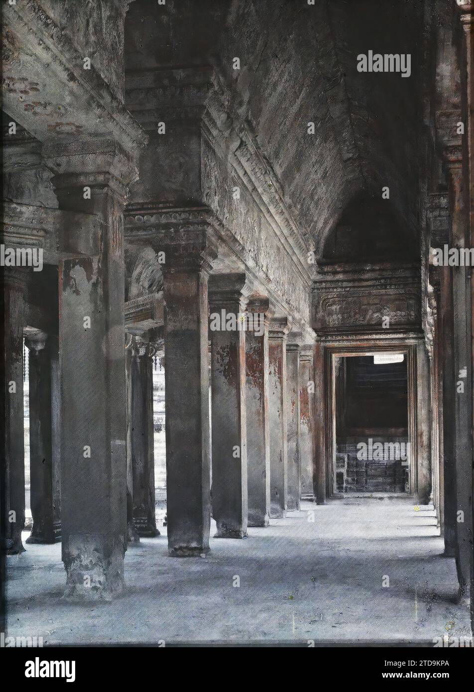 Angkor, Cambodia, Indochina A gallery of the cruciform courtyard ...