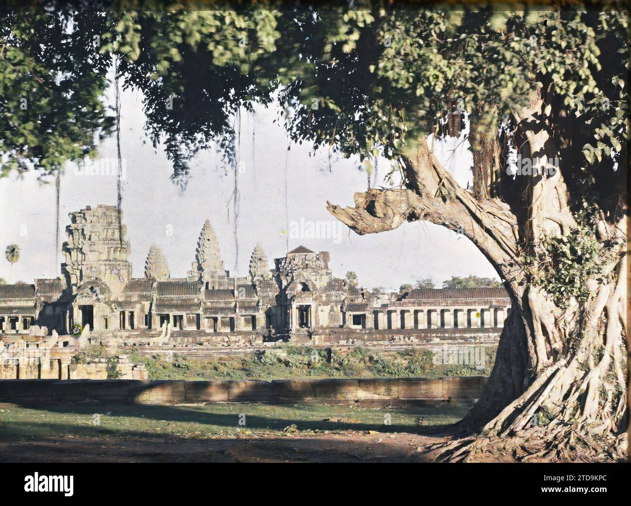 Angkor, Cambodia, Indochina The main access to the Angkor Wat temple ...
