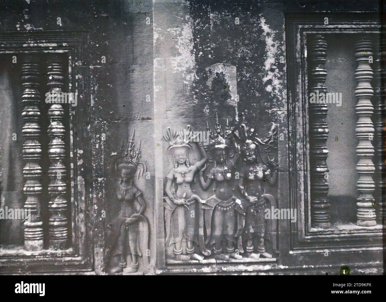 Angkor, Cambodia, Indochina A relief of apsaras carved between two ...