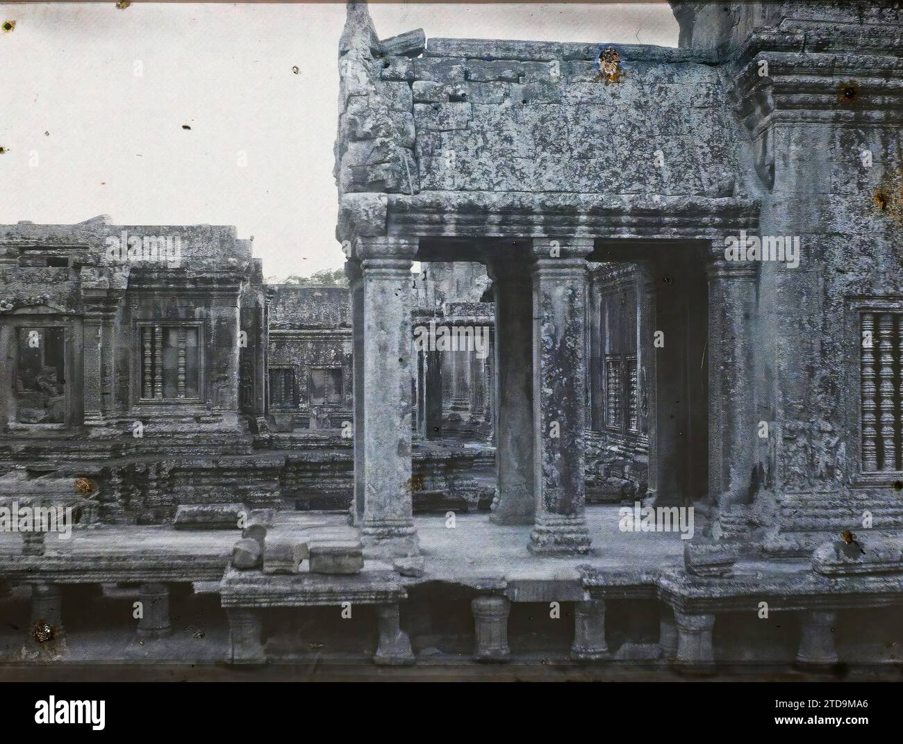 Angkor, Cambodia, Indochina A porch and galleries delimiting one of the ...