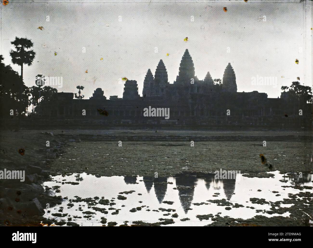 Angkor, Cambodia, Indochina The silhouette of the three-level pyramid ...