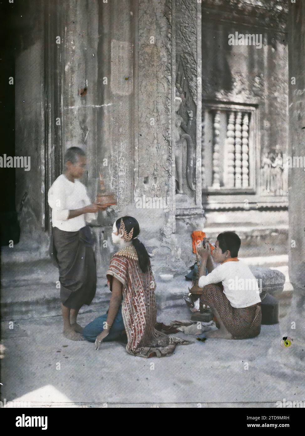 Angkor, Cambodia, Indochina The pose of a dancer's hairstyle, during ...