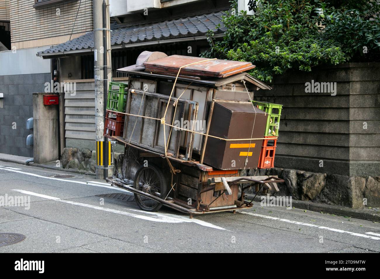 Fukuoka, Japan; 1st October 2023: Yatai parked in the street. A Yatai ...