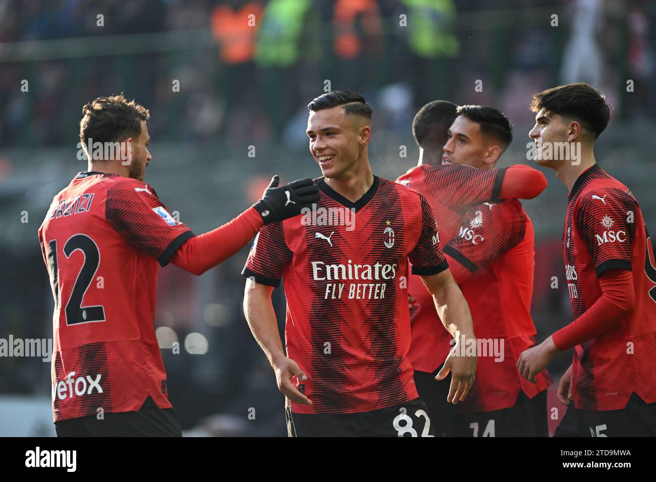 Jan-Carlo Simic of AC Milan celebrating after a goal during the Italian Serie A football match ...