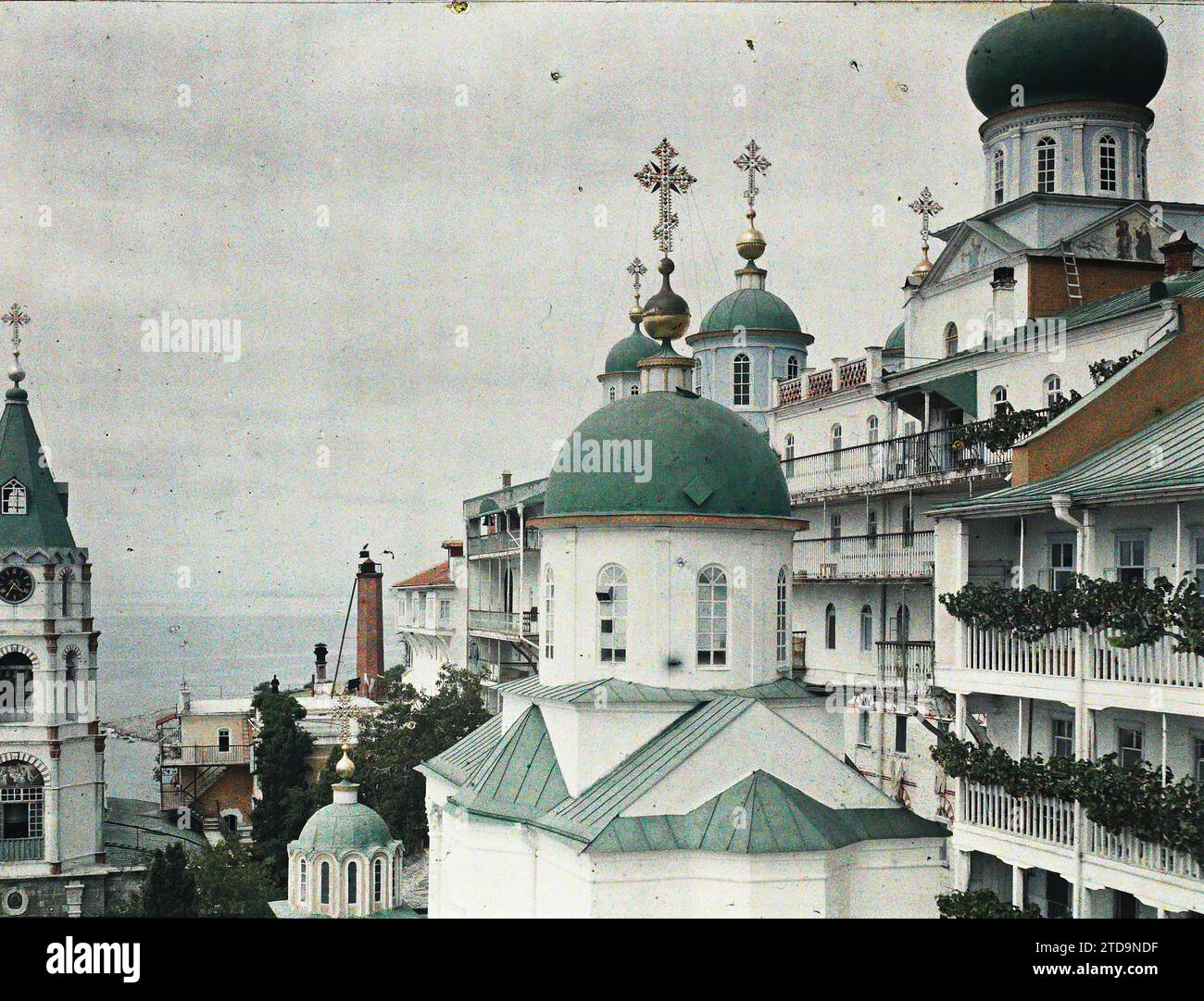 The monastery of Saint Panteleimon, Greece Domes of the monastery of ...