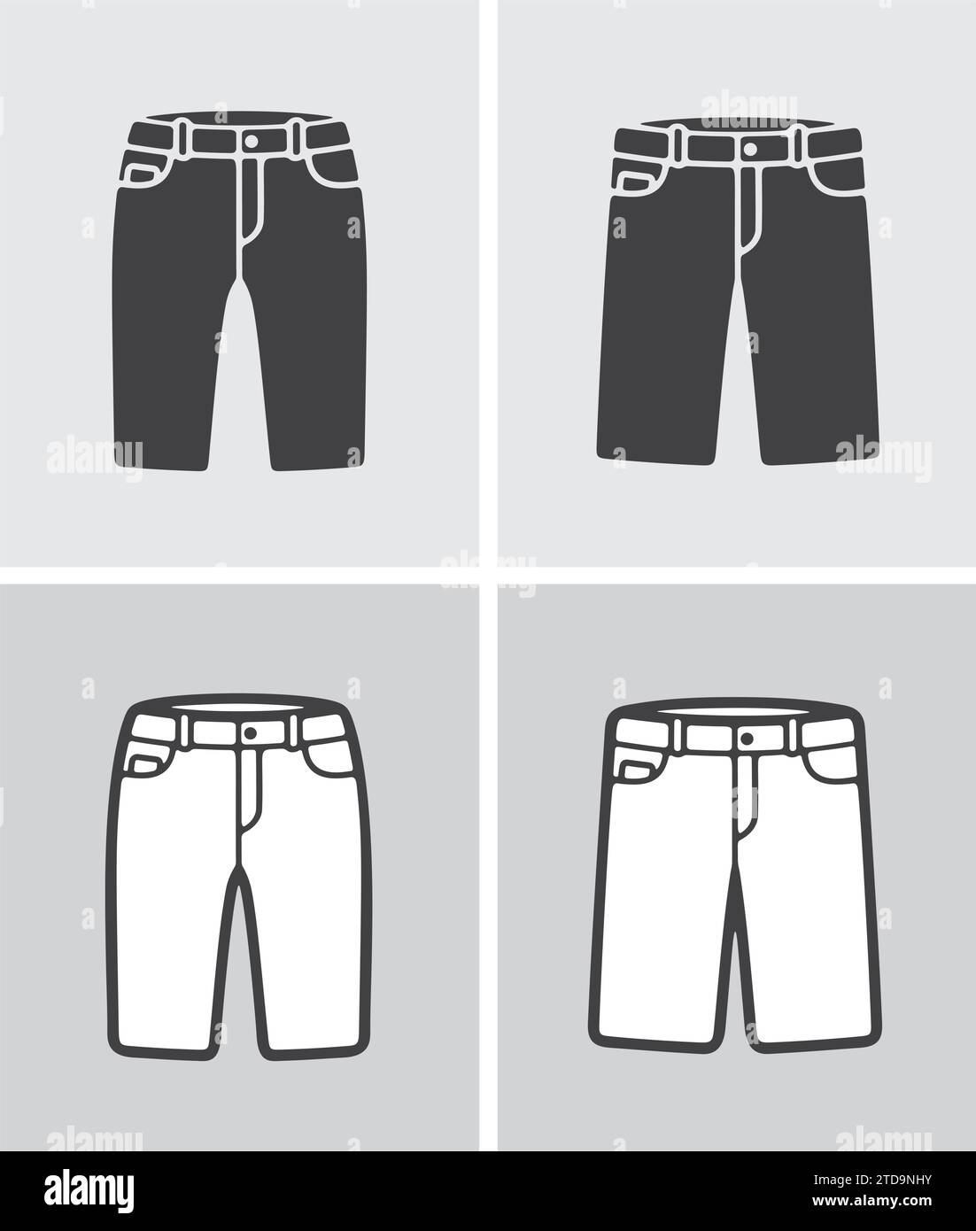 Women's and men's denim shorts. Clothes icon on a background. Vector ...