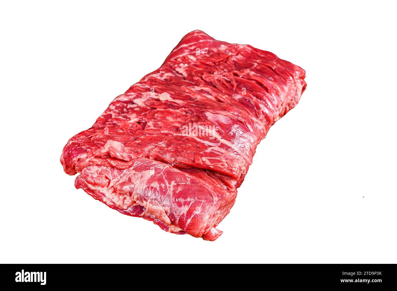 Big piece of raw beef brisket cut meat with herbs and butcher cleaver ...