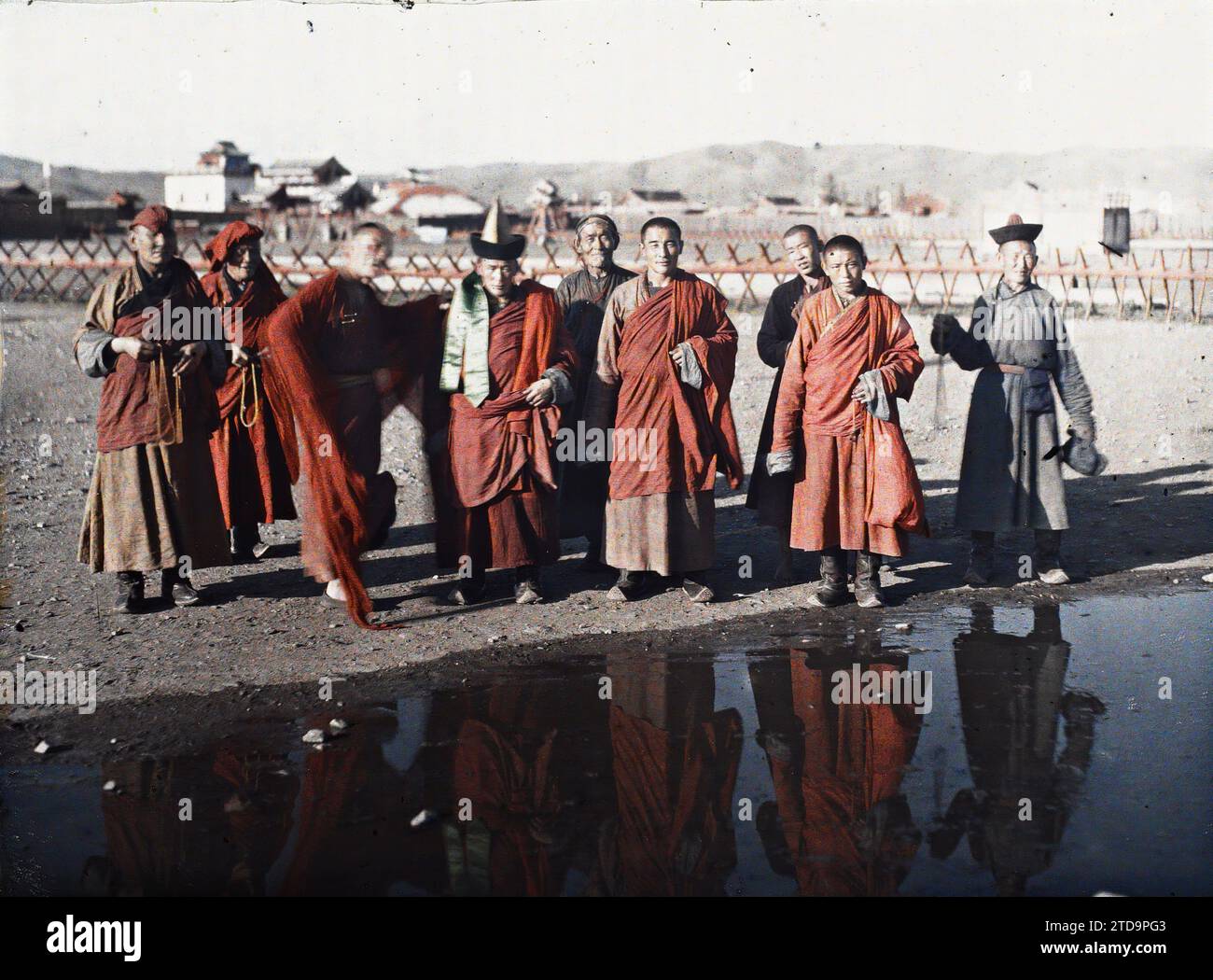 Ourga, Mongolia Lamas and a layman near the Yellow Palace, Clothing ...