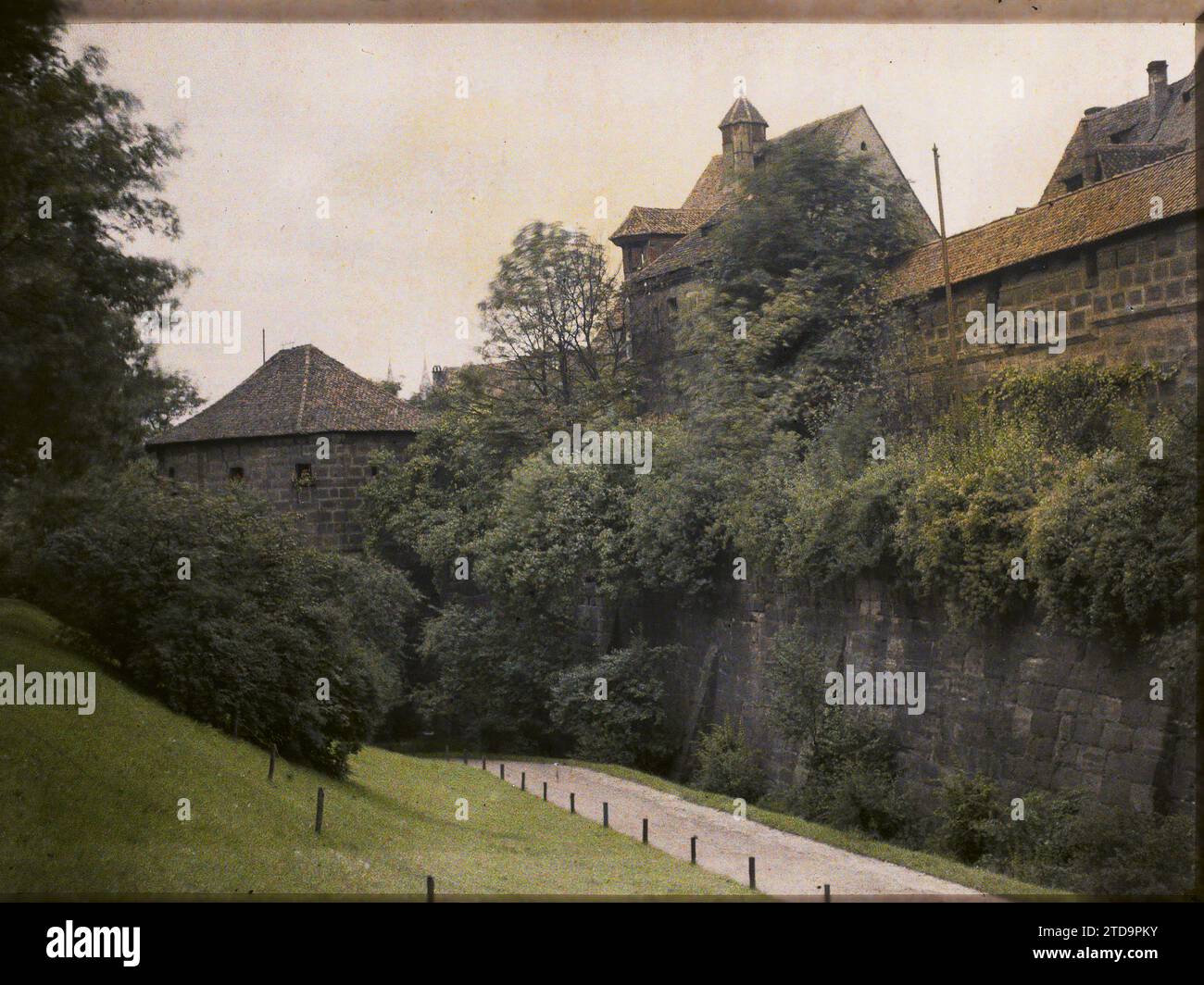 Nuremberg, Bavaria, Germany The surrounding wall of the Kaiserburg, the ...