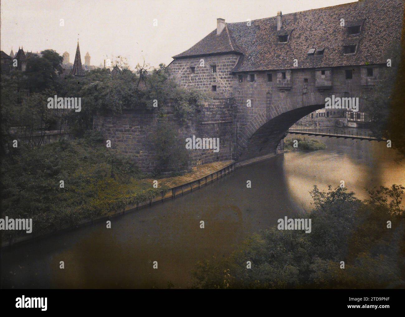 Nuremberg, Bavaria, Germany The bridge over the Pegnitz within the city ...