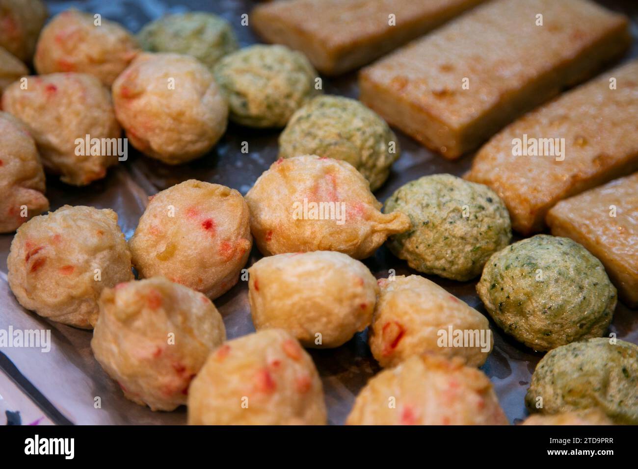 Fried tofu snacks at a Japanese street food market in Tokyo Stock Photo ...