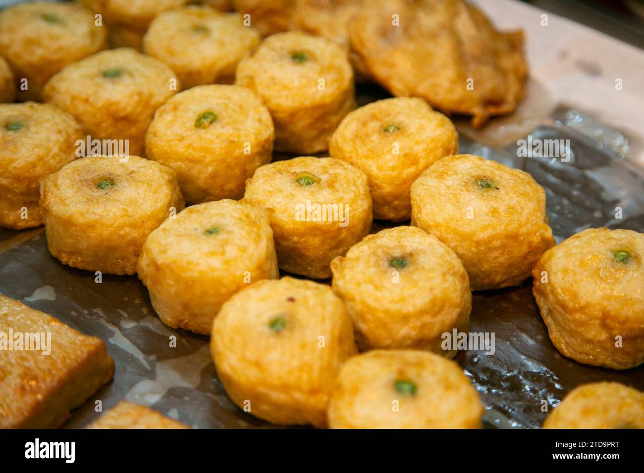 Fried tofu snacks at a Japanese street food market in Tokyo Stock Photo ...