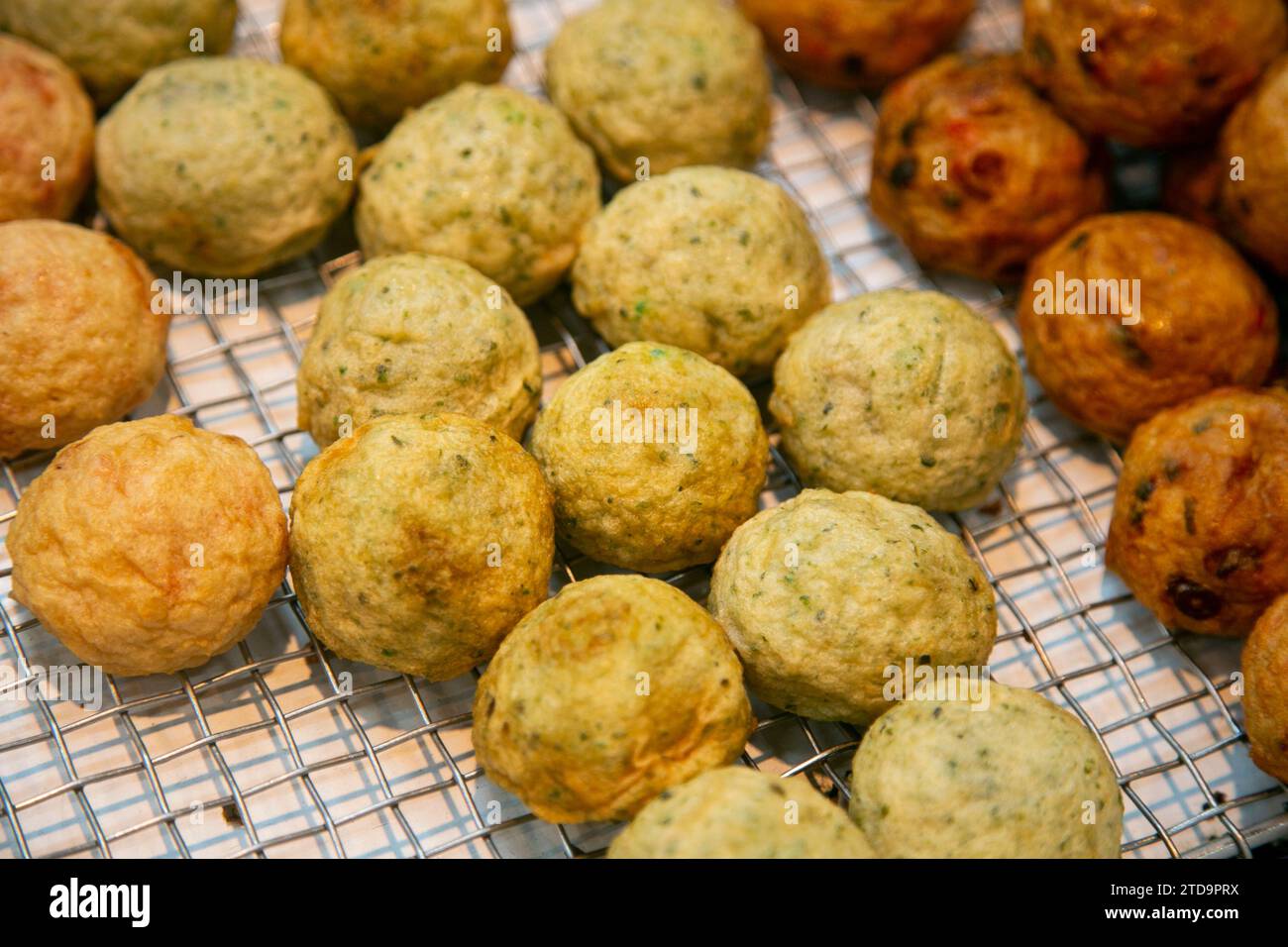 Fried tofu snacks at a Japanese street food market in Tokyo Stock Photo ...