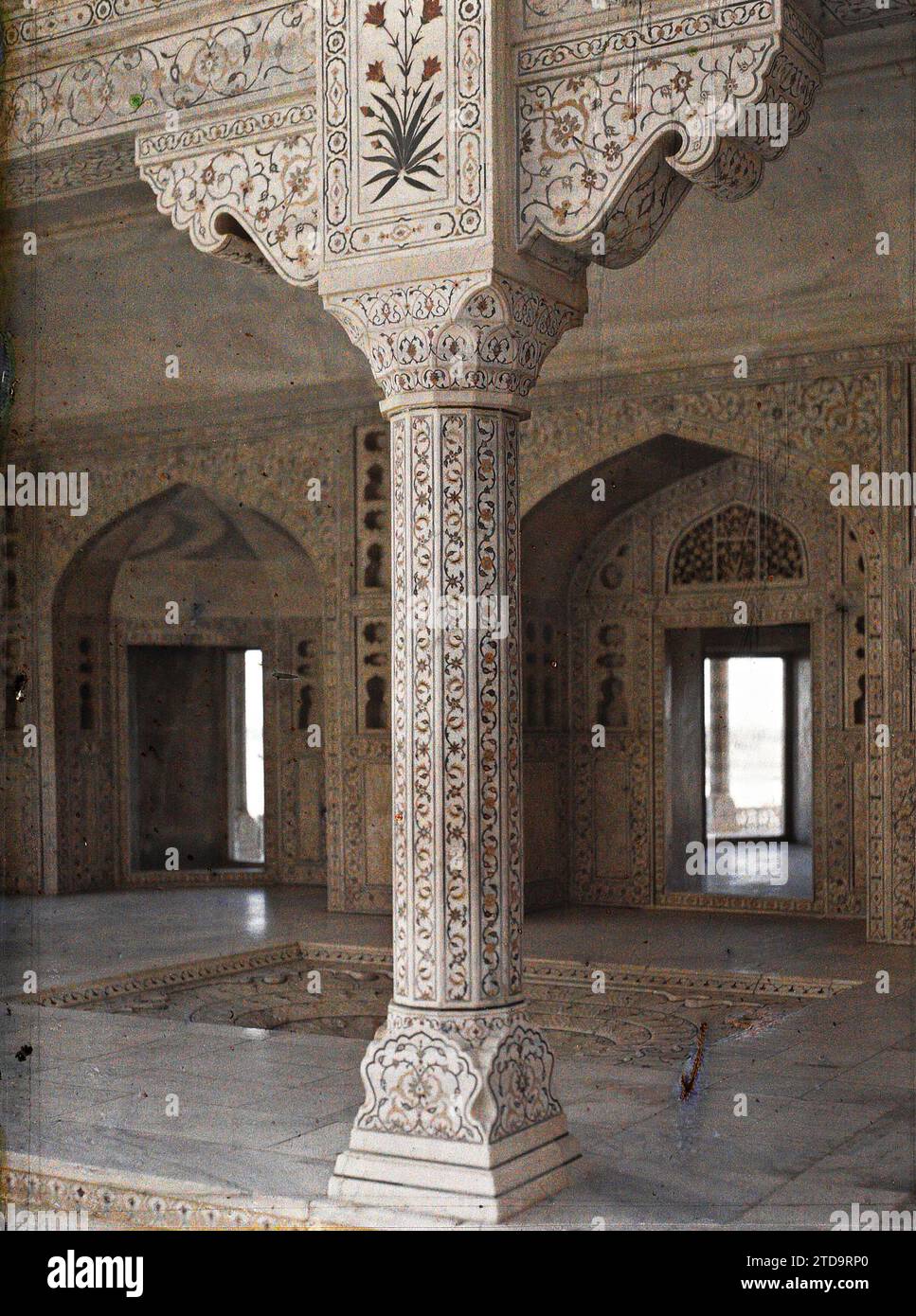 Agra, India One of the pillars of the Jasmine Tower (Musamman Burj) in ...