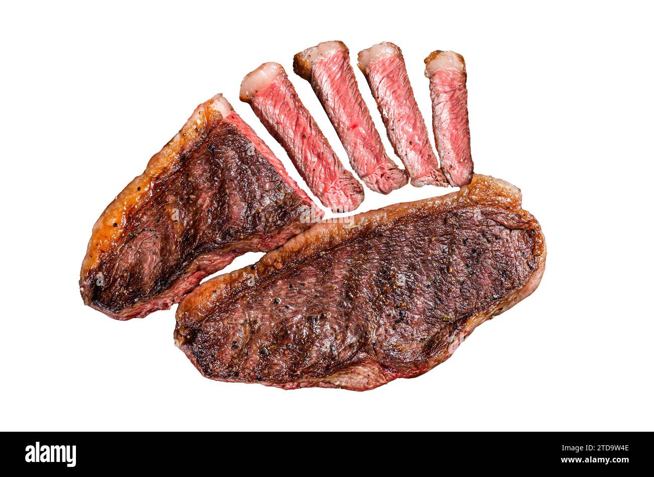 Grilled top sirloin or cup rump beef meat steak Isolated on white ...
